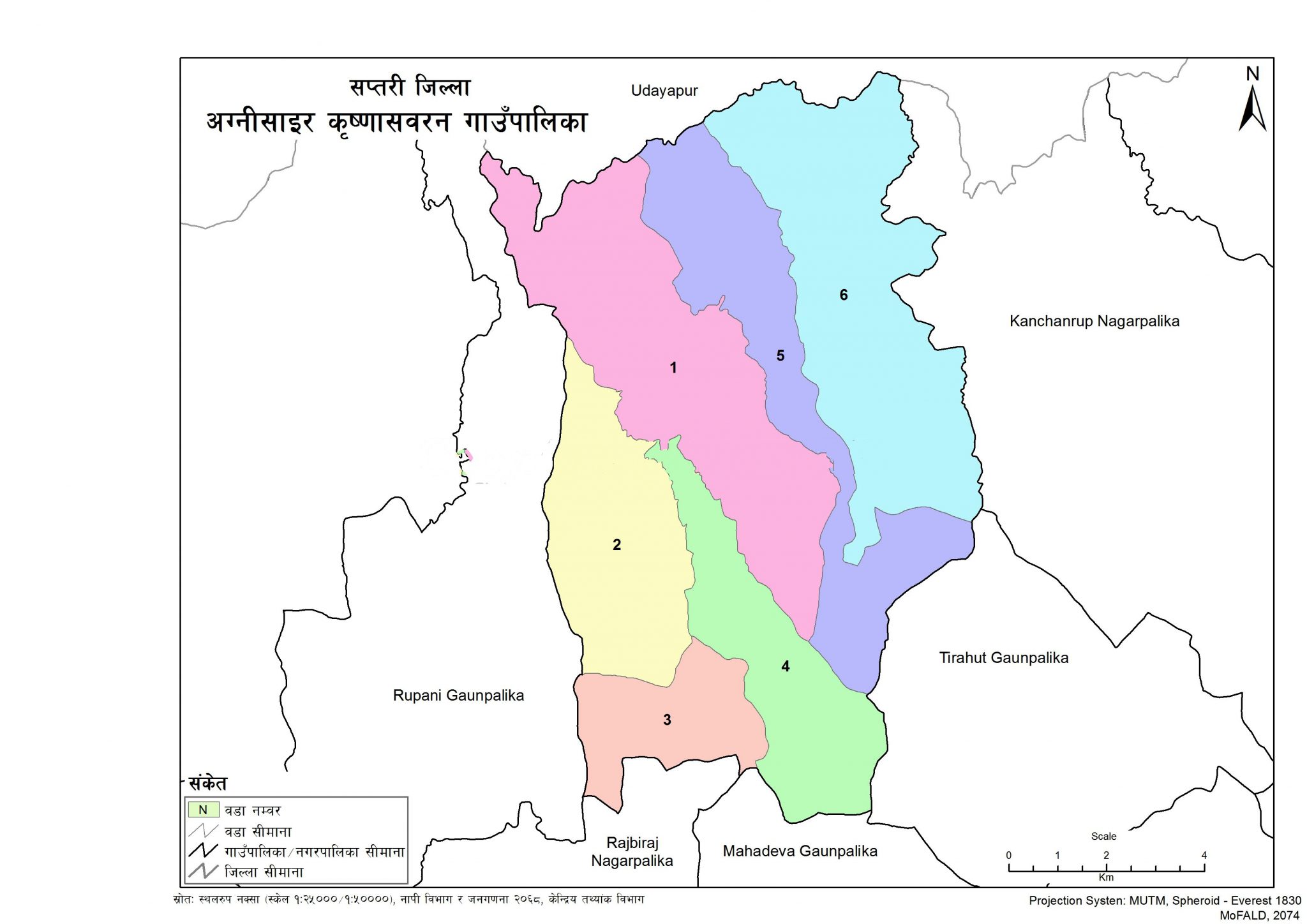 Map of Agnisair Krishnasawaran Rural Municipality, Saptari, Nepal ...