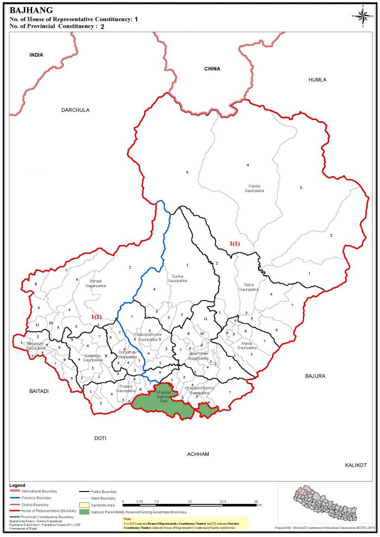 Constituency Map of Bajhang District of Nepal – Nepal Archives