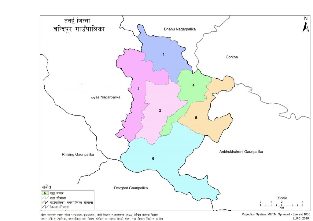Map of Bandipur Rural Municipality, Tanahun, Nepal – Nepal Archives