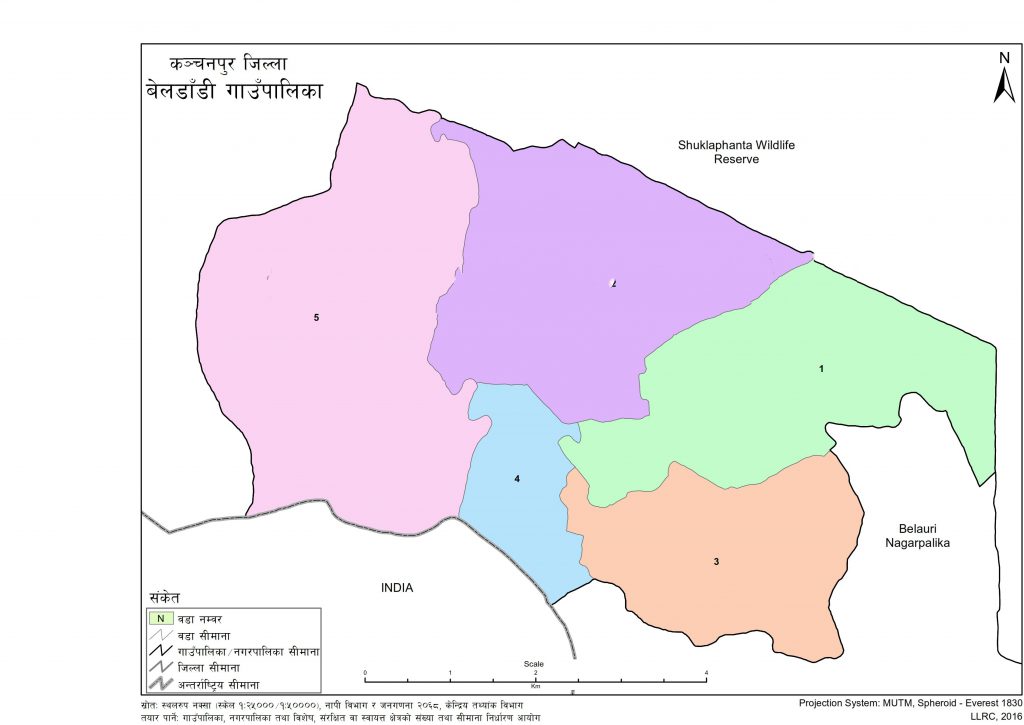 Map of Beldandi Rural Municipality, Kanchanpur, Nepal – Nepal Archives