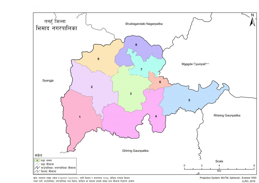 Map of Bhimad Municipality, Tanahun, Nepal – Nepal Archives