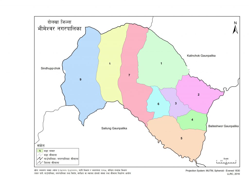 Map of Bhimeshwor Municipality, Dolakha, Nepal – Nepal Archives