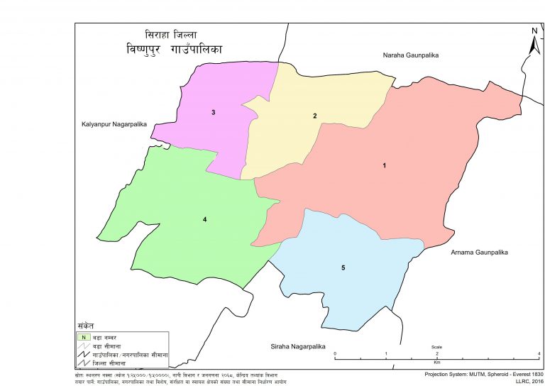 Map of Bishnupur Rural Municipality, Siraha, Nepal – Nepal Archives