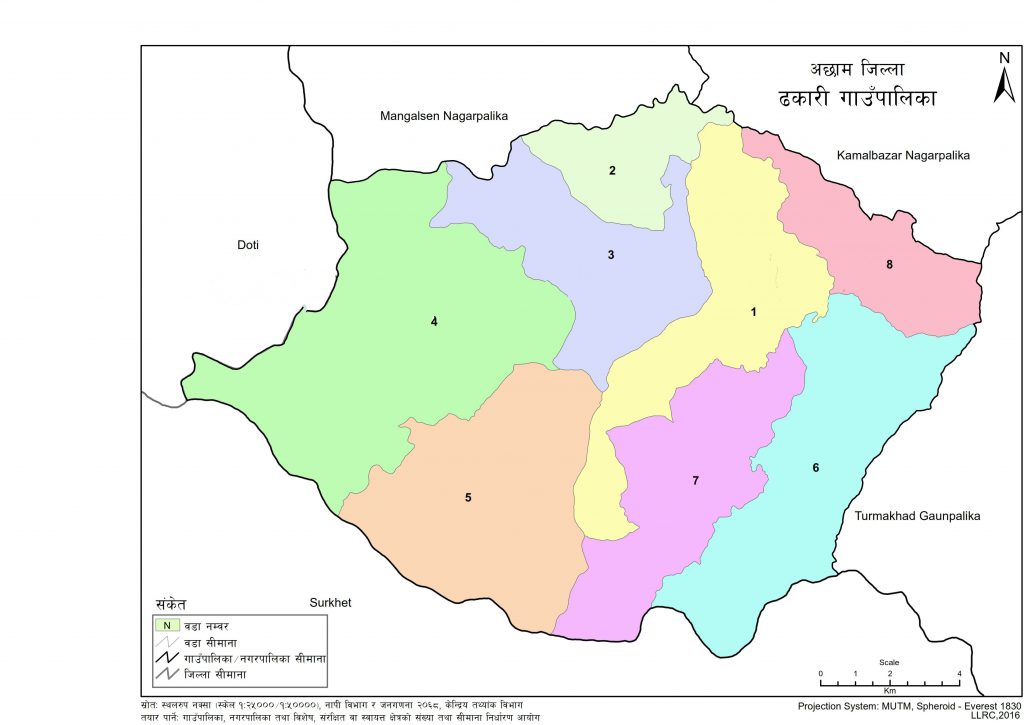 Map of Dhakari Rural Municipality, Achham, Nepal – Nepal Archives