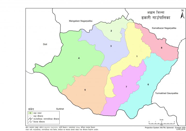 Map of Dhakari Rural Municipality, Achham, Nepal – Nepal Archives