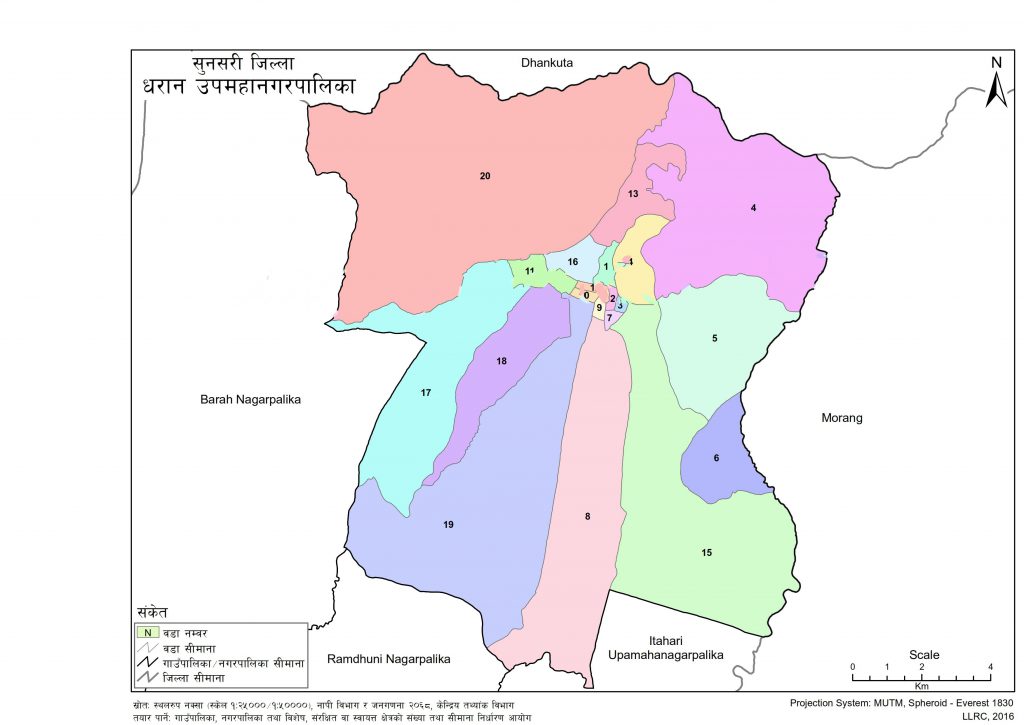 Map of Dharan Sub-Metropolitan City, Sunsari, Nepal – Nepal Archives