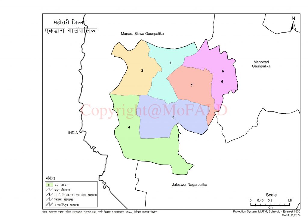 Map of Ekdara Rural Municipality, Mahottari, Nepal – Nepal Archives