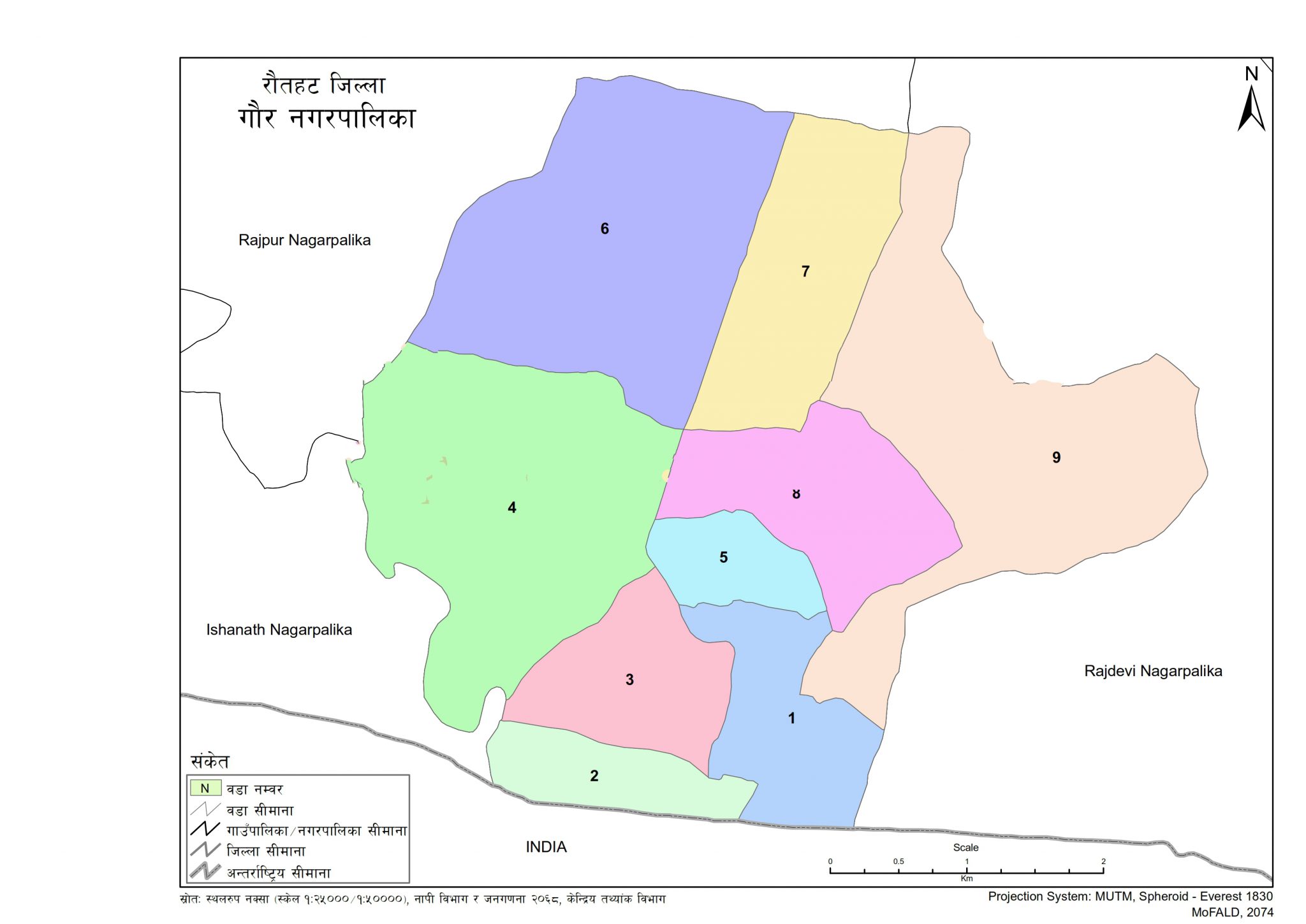 Map of Gaur Municipality, Rautahat, Nepal – Nepal Archives