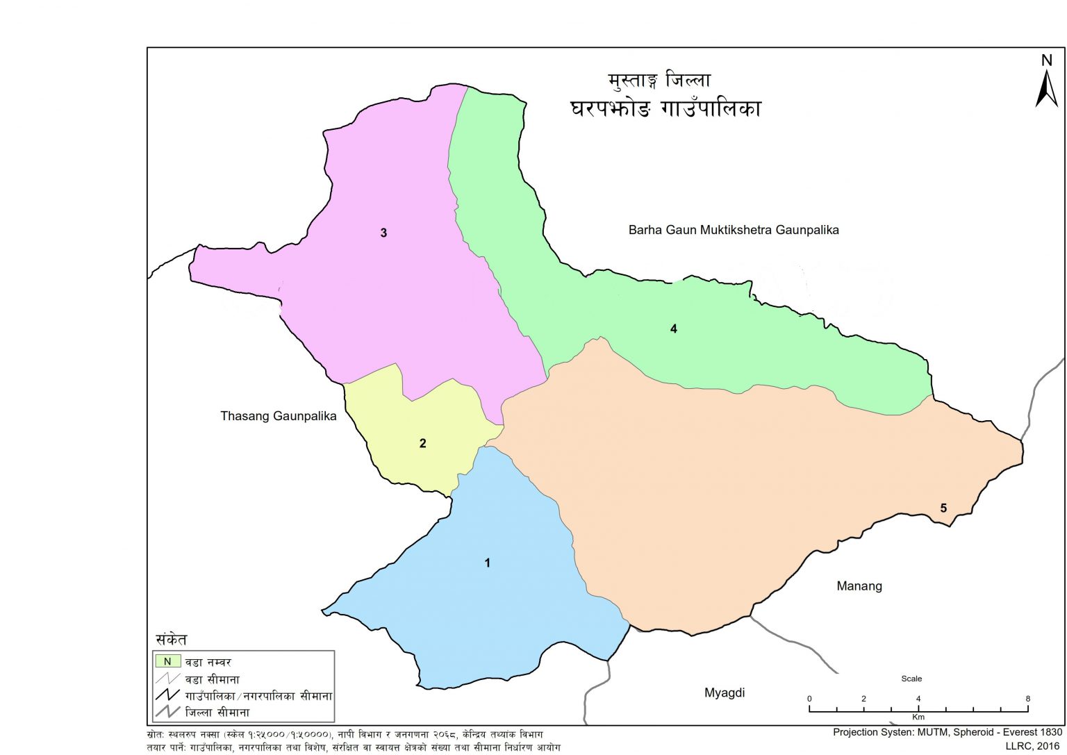Map of Gharapjhong Rural Municipality, Mustang, Nepal – Nepal Archives
