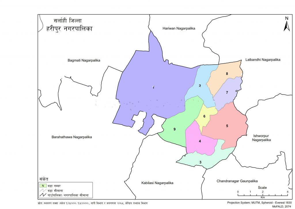 Map of Haripur Municipality, Sarlahi, Nepal – Nepal Archives