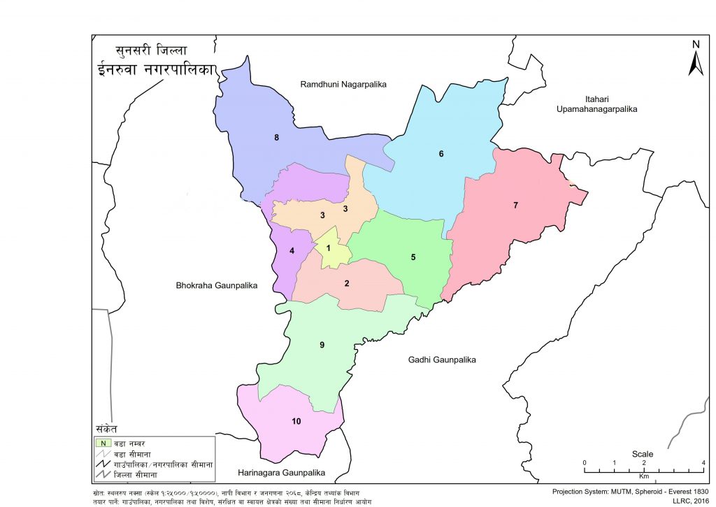 Map of Inaruwa Municipality, Sunsari, Nepal – Nepal Archives
