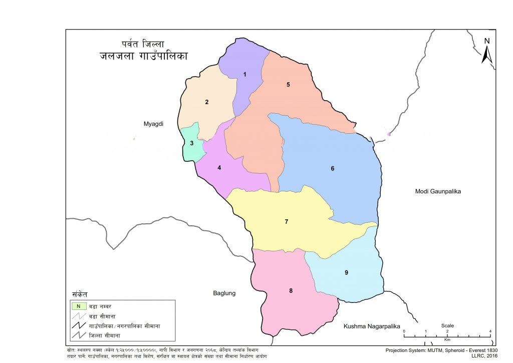 Map of Jaljala Rural Municipality, Parbat, Nepal – Nepal Archives
