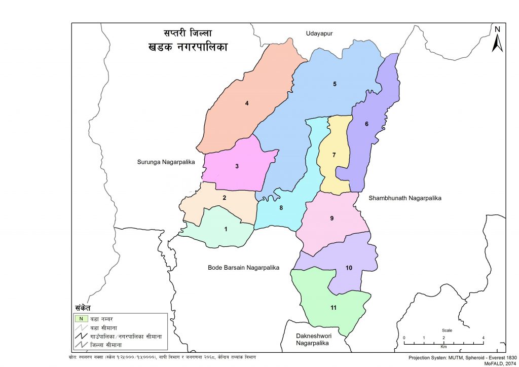 Map of Khadak Municipality, Saptari, Nepal – Nepal Archives
