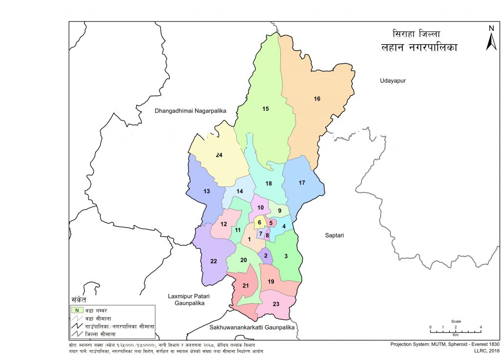 Map of Lahan Municipality, Siraha, Nepal – Nepal Archives
