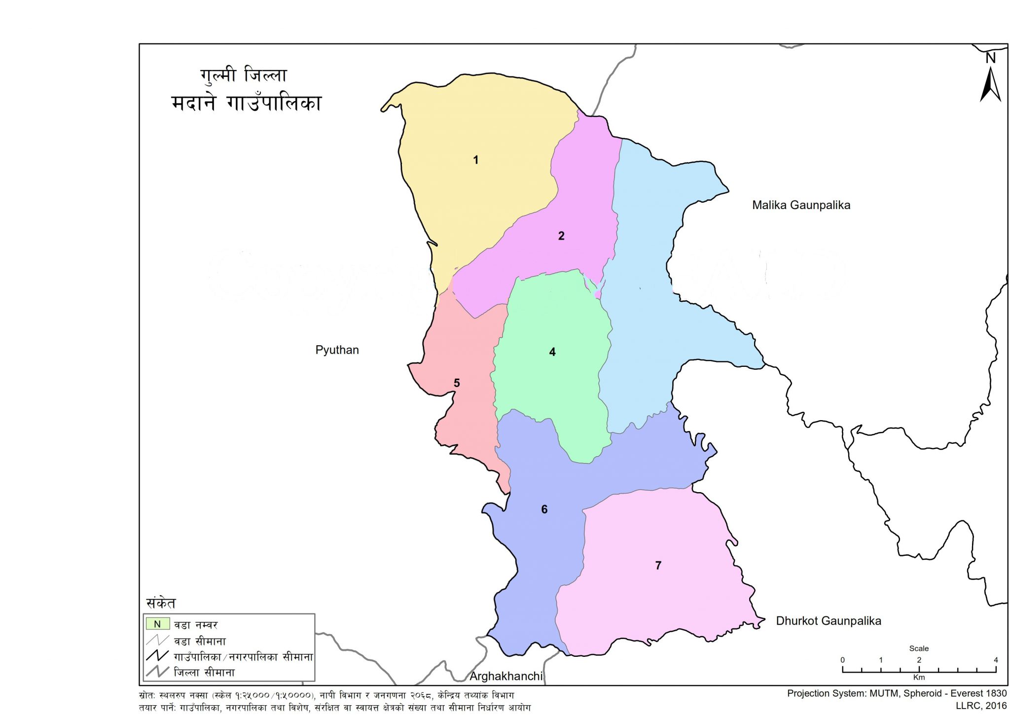 Map of Madane Rural Municipality, Gulmi, Nepal – Nepal Archives