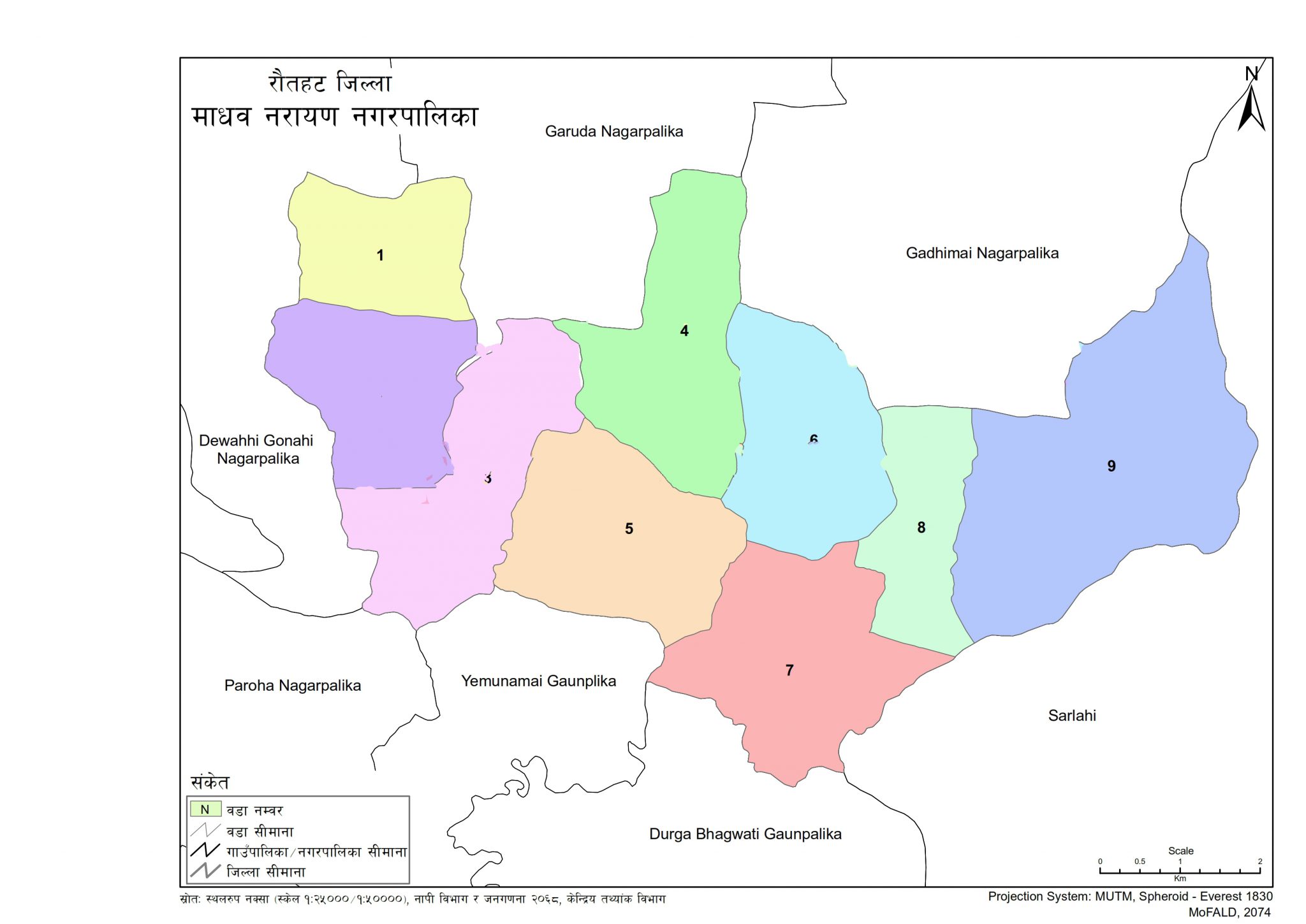 Map of Madhav Narayan Municipality, Rautahat, Nepal – Nepal Archives