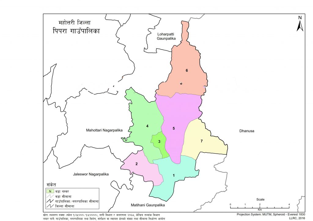 Map of Pipra Rural Municipality, Mahottari, Nepal – Nepal Archives