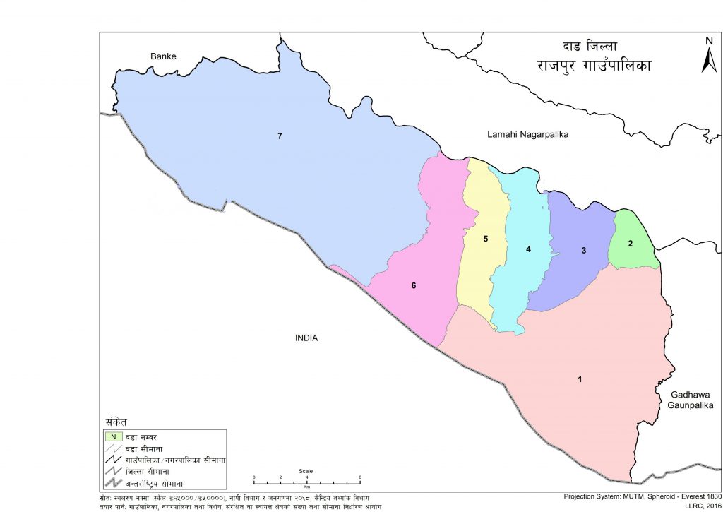 Map of Rajpur Rural Municipality, Dang, Nepal – Nepal Archives