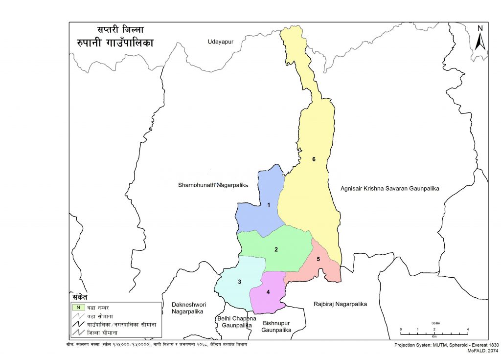 Map of Rupani Rural Municipality, Saptari, Nepal – Nepal Archives