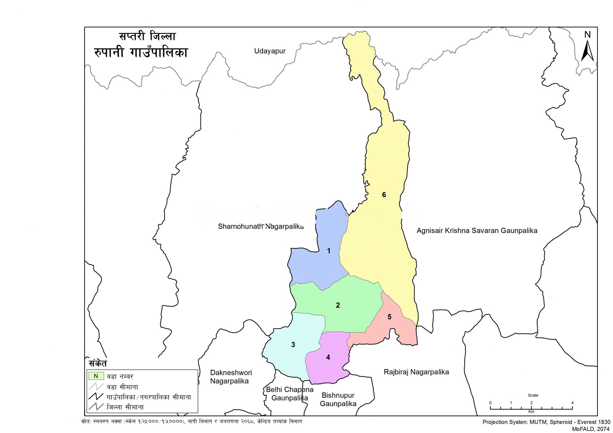 Map of Rupani Rural Municipality, Saptari, Nepal – Nepal Archives