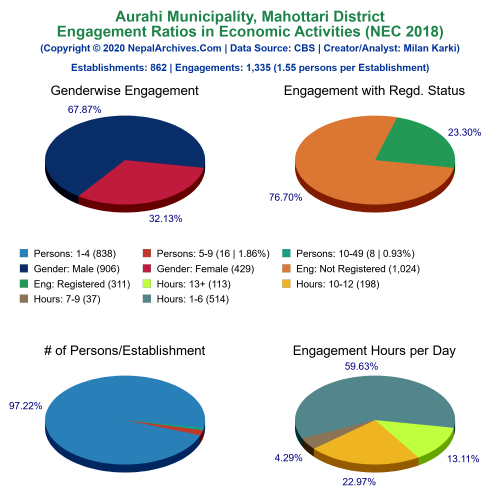 Engagement Ratios in Economic Activities Piecharts of Aurahi ...