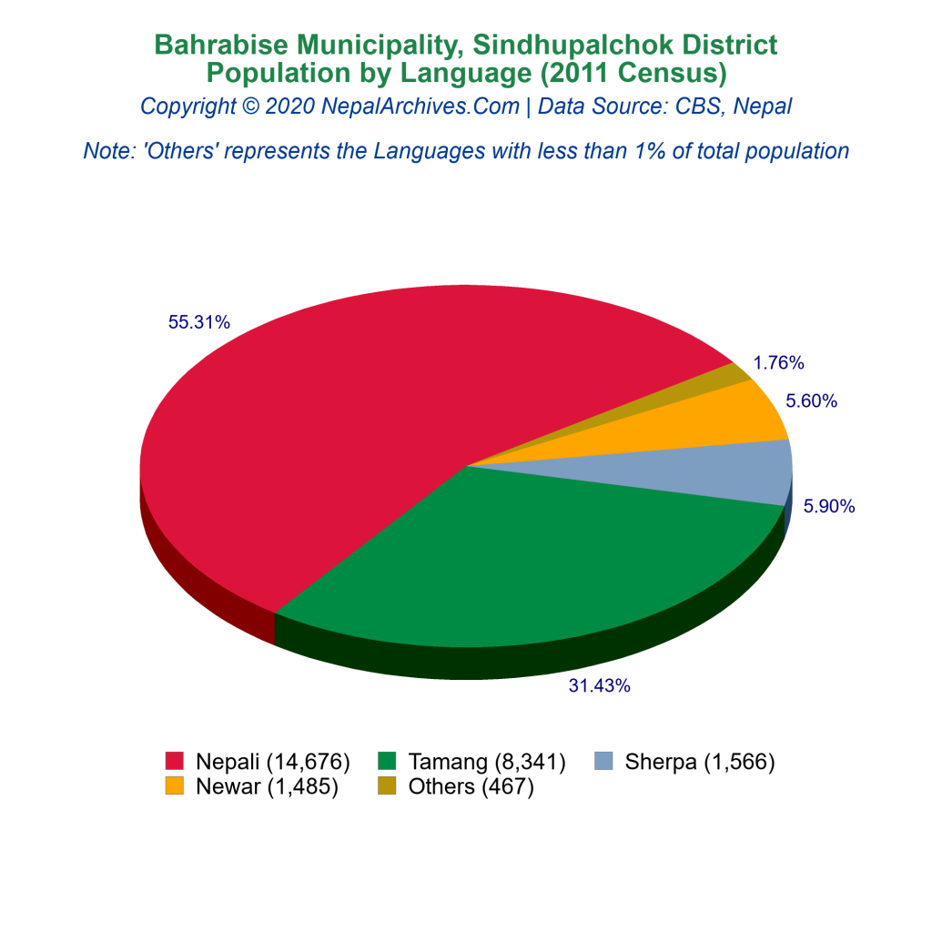 Population by Language Spoken Pie Chart of Bahrabise Municipality ...