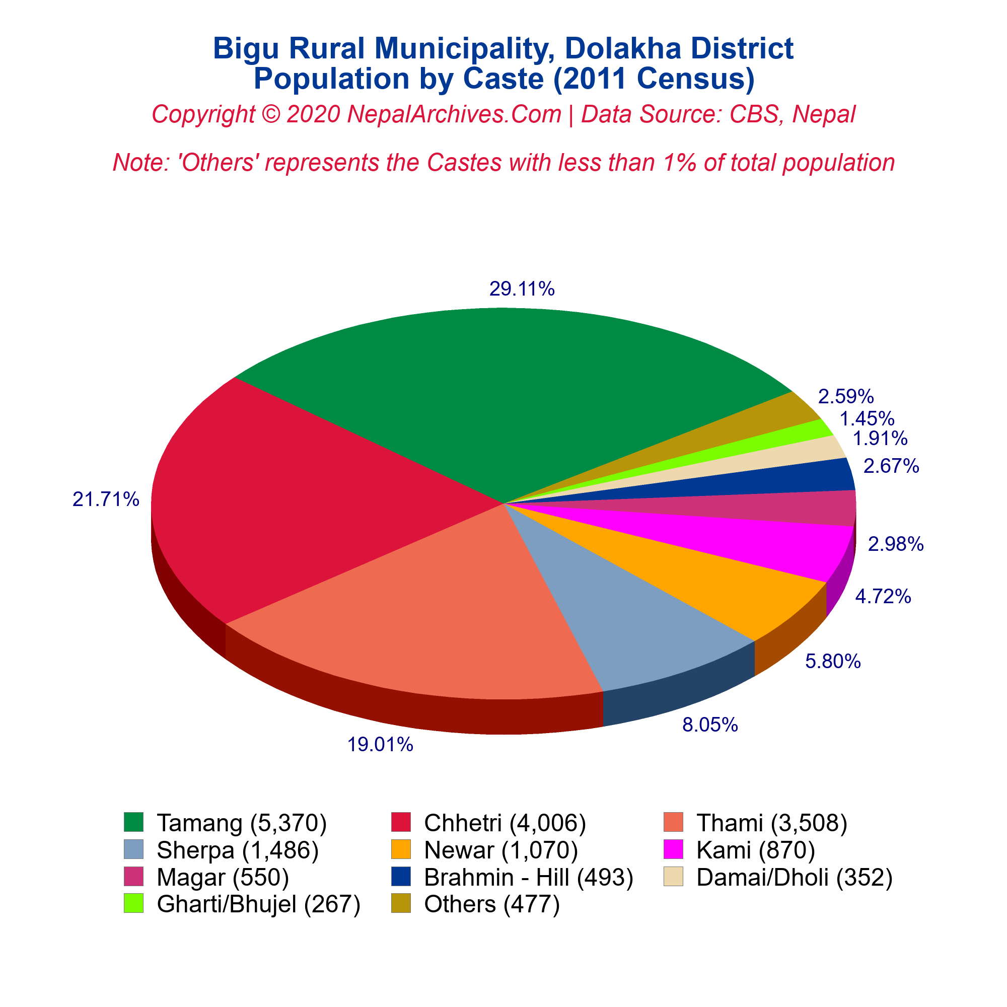 Caste-Based Population Pie Chart of Bigu Rural Municipality, Dolakha ...