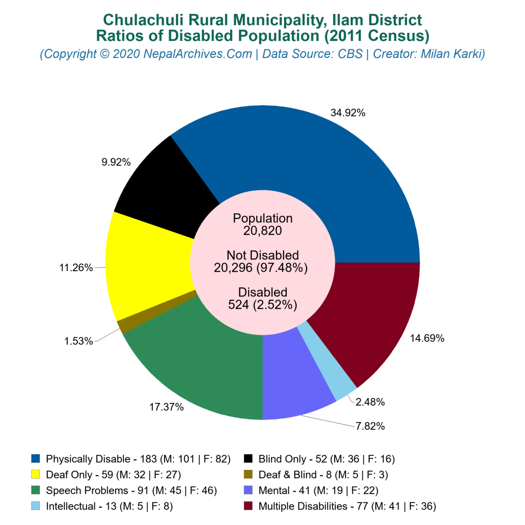 Disabled Population Pie Chart of Chulachuli Rural Municipality, Ilam ...