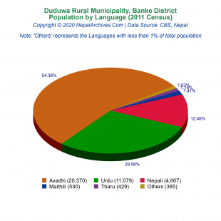 Population by Language Spoken Pie Chart of Duduwa Rural Municipality ...