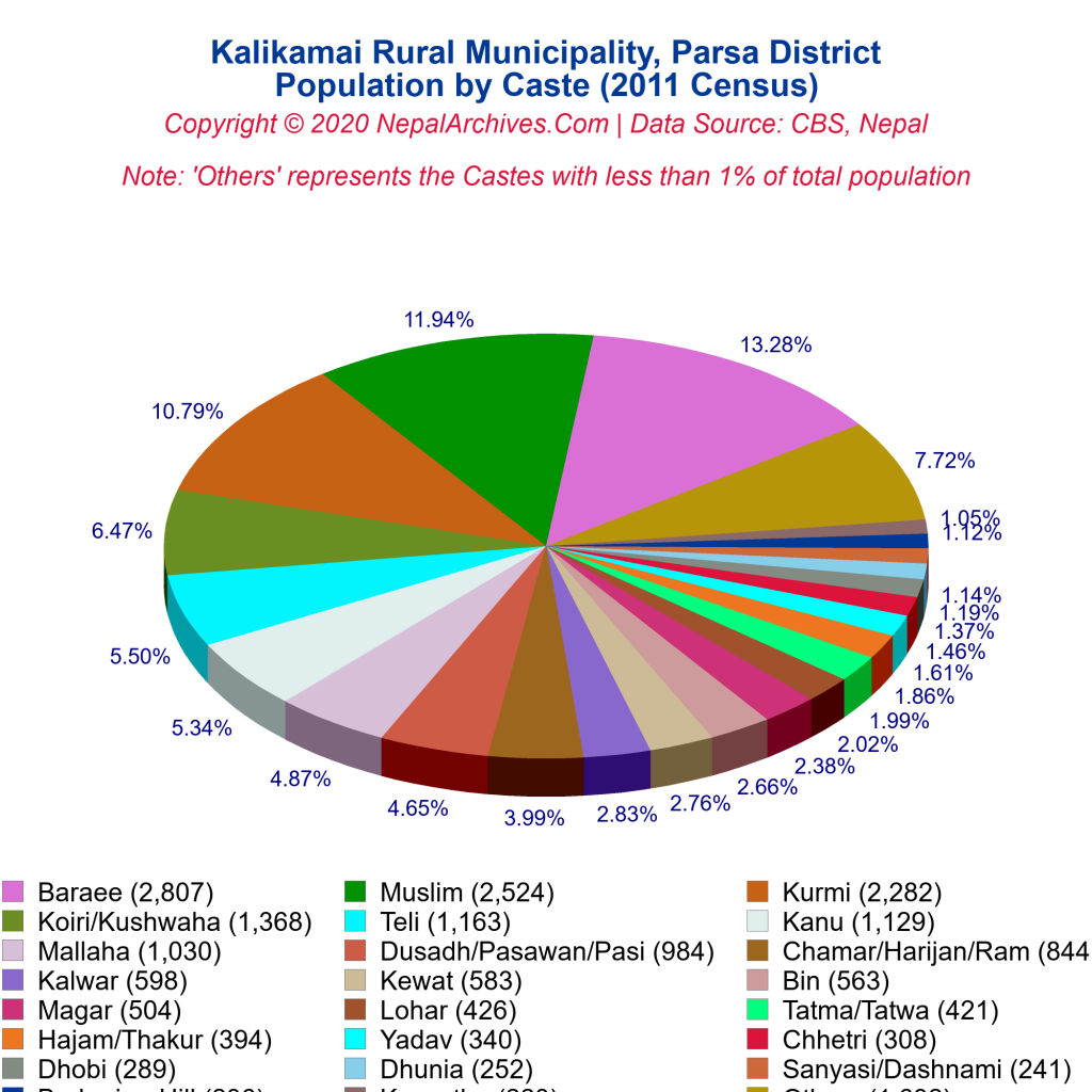 Caste-Based Population Pie Chart of Kalikamai Rural Municipality, Parsa ...