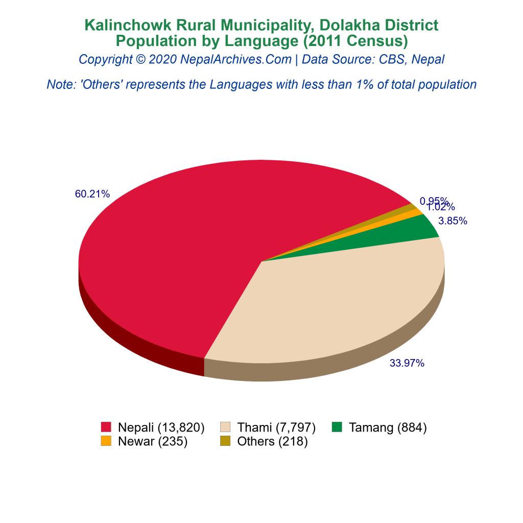 Population by Language Spoken Pie Chart of Kalinchowk Rural ...