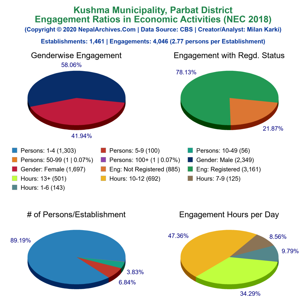 Engagement Ratios in Economic Activities Piecharts of Kushma ...