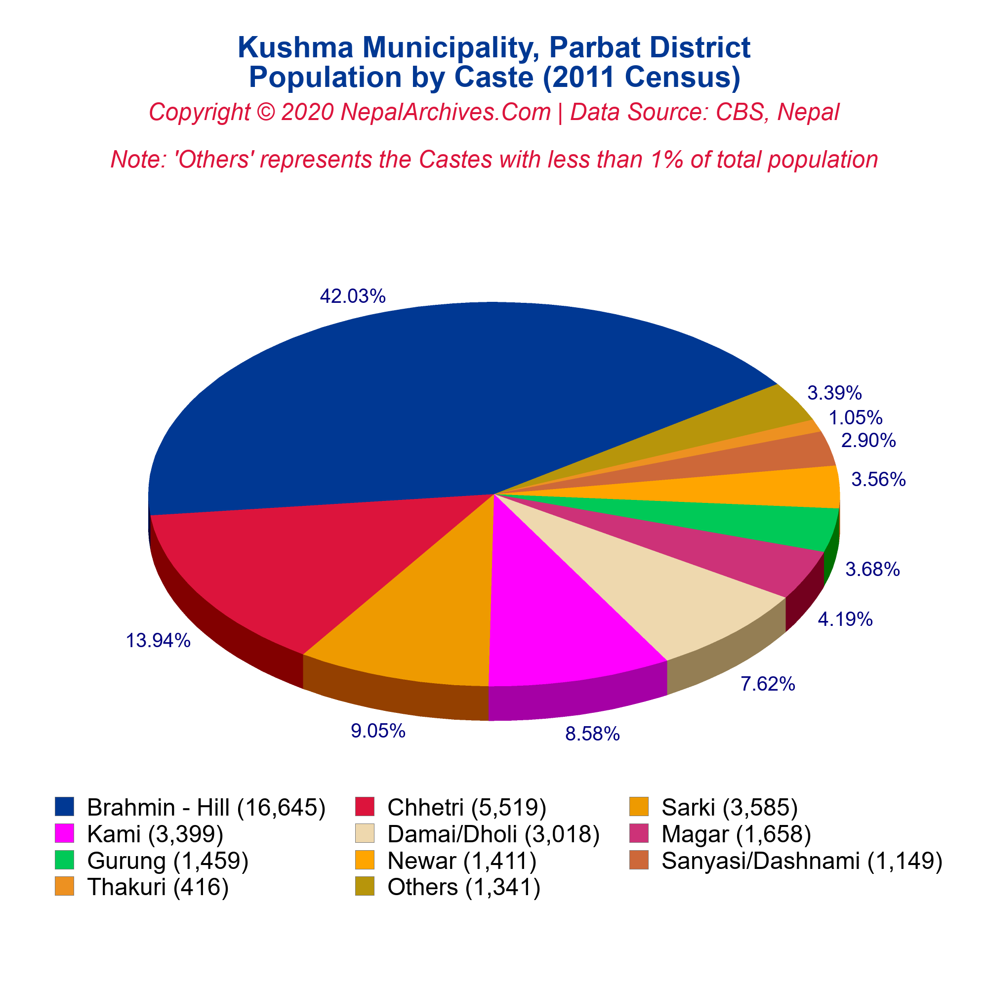 Caste-Based Population Pie Chart of Kushma Municipality, Parbat ...