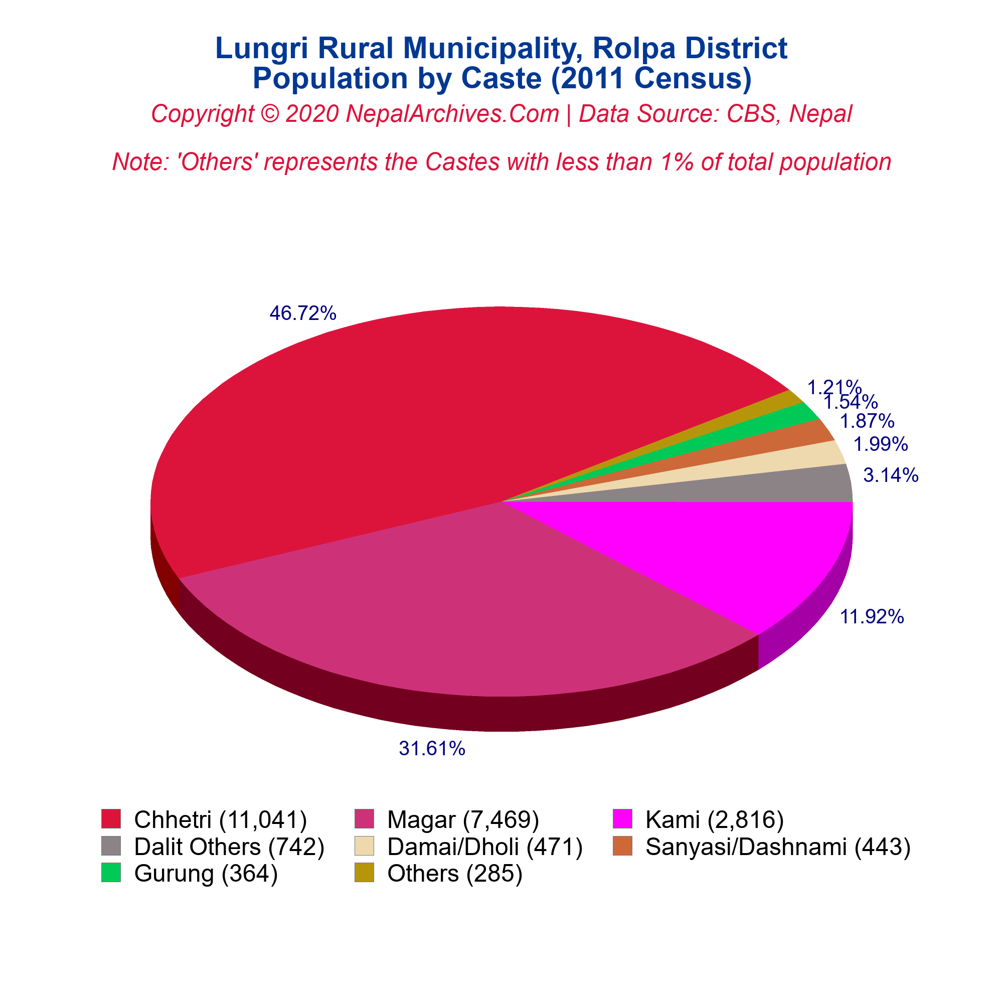 Caste-Based Population Pie Chart of Lungri Rural Municipality, Rolpa ...