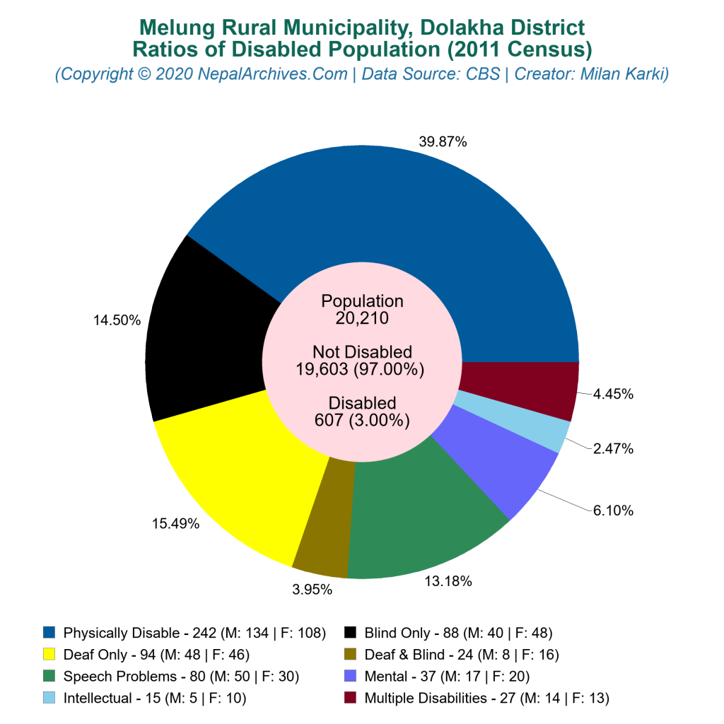 Disabled Population Pie Chart of Melung Rural Municipality, Dolakha ...