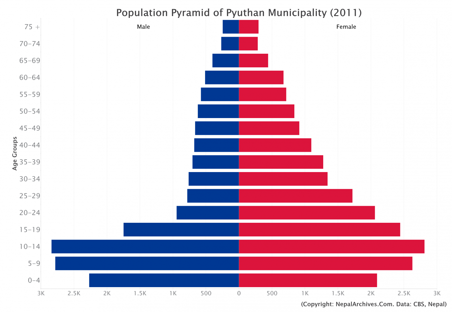 Population Pyramid of Pyuthan Municipality, Pyuthan District (2011 ...