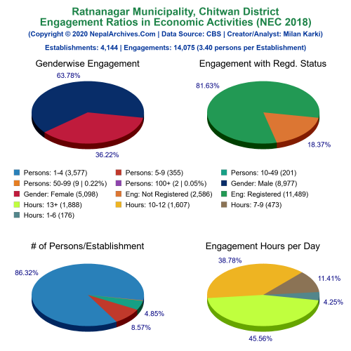 Engagement Ratios in Economic Activities Piecharts of Ratnanagar ...