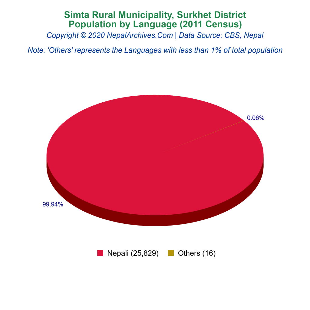 Population by Language Spoken Pie Chart of Simta Rural Municipality ...