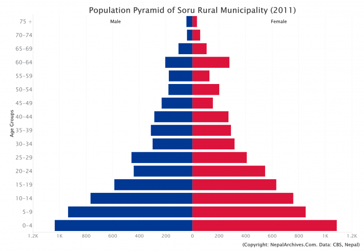 Population Pyramid of Soru Rural Municipality, Mugu District (2011 Census)